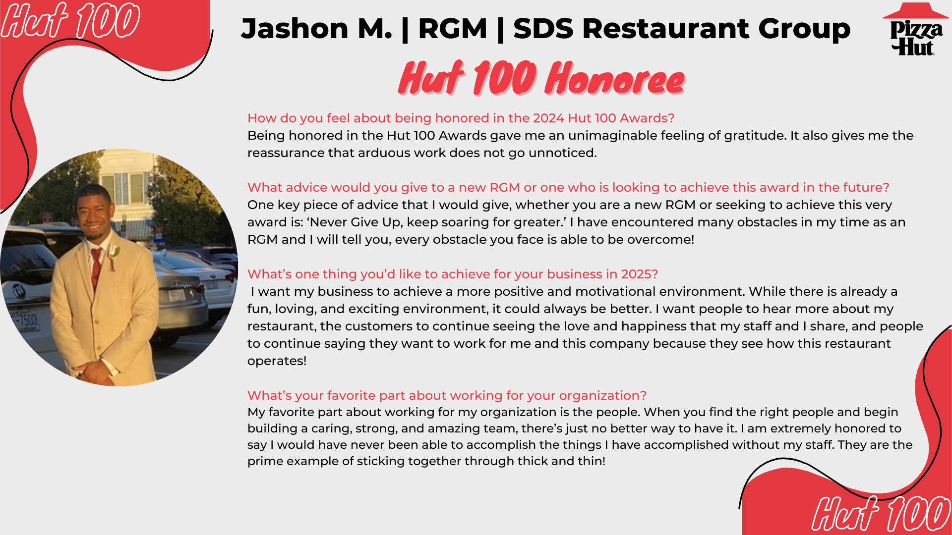 Pizza Hut® Franchisee Spotlight: Meet Five 2024 Hut 100 Award Honorees ...